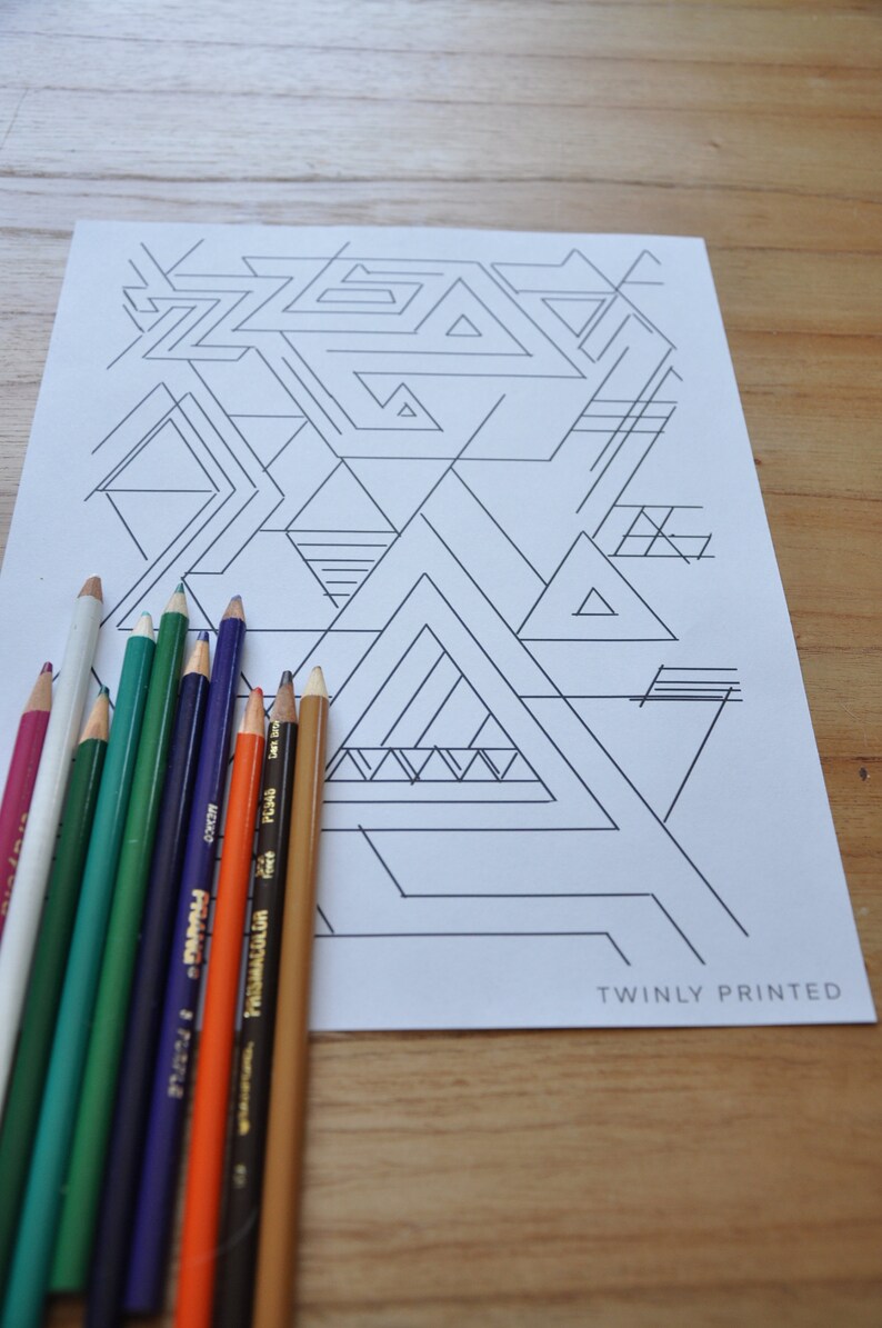 Printable Triangles Coloring Page | Etsy