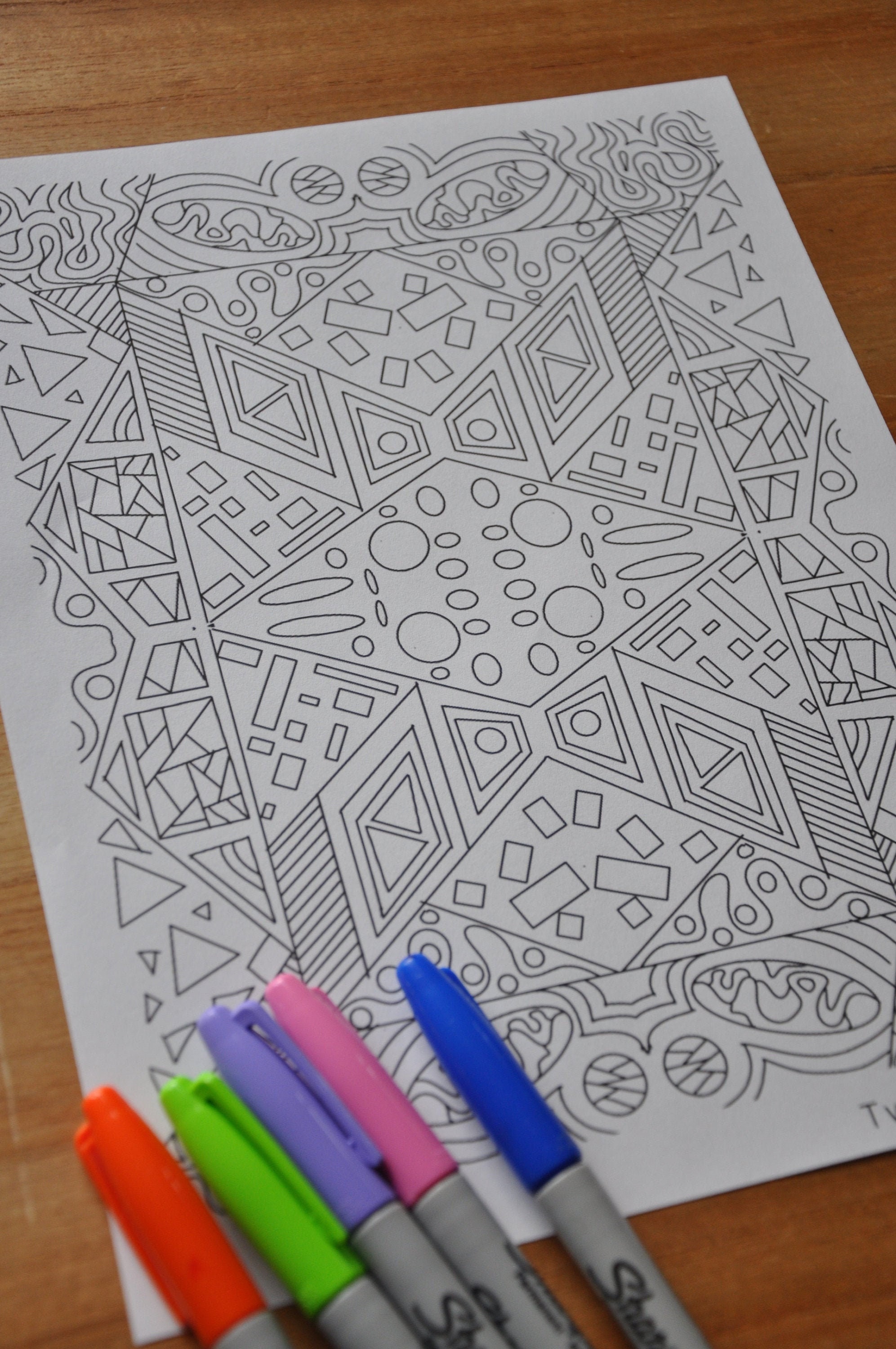 Printable Geometric Coloring Page - Etsy