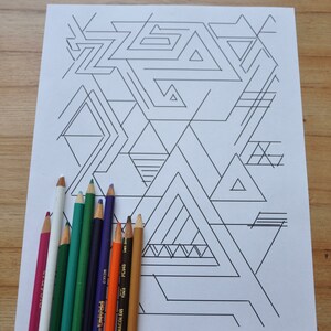 Printable Triangles Coloring Page - Etsy