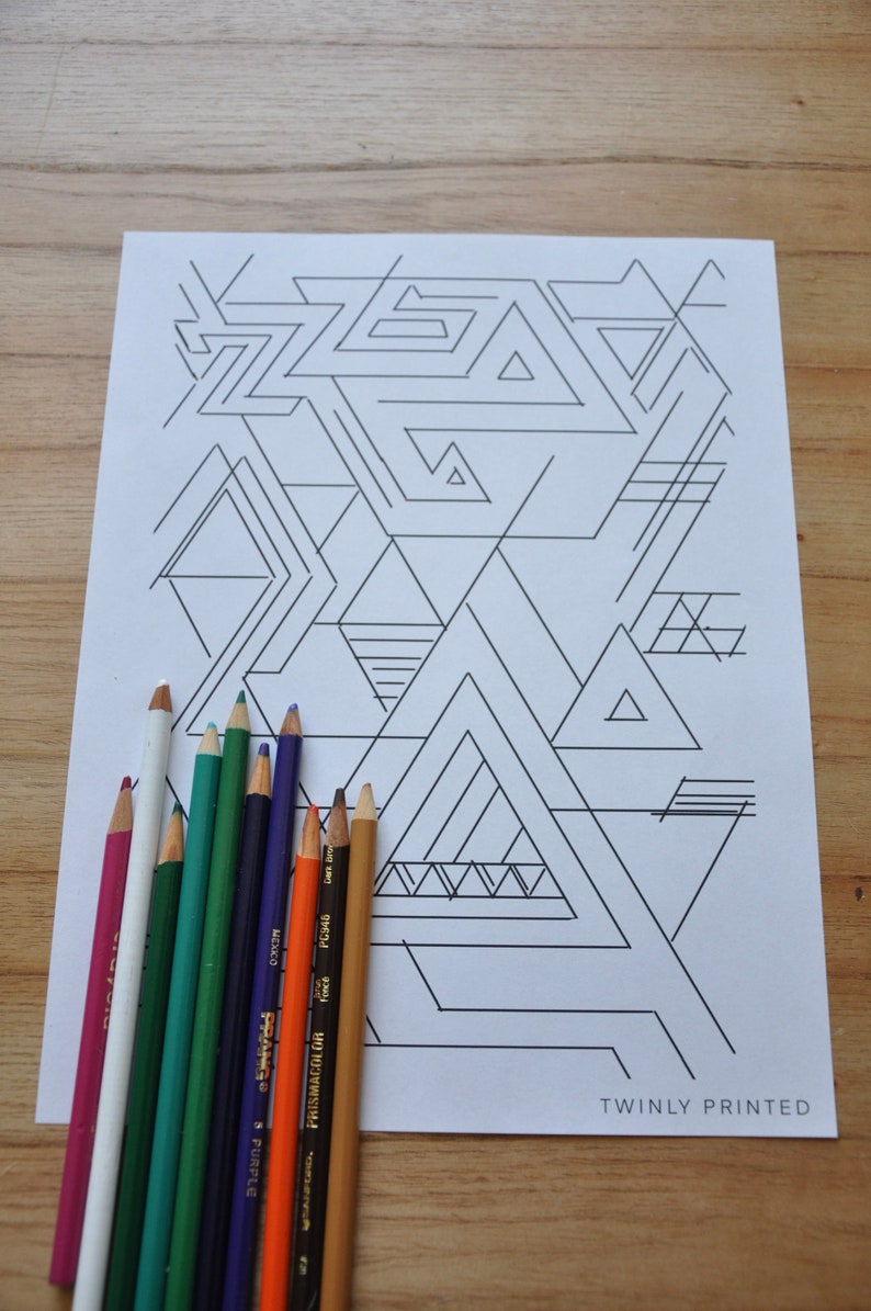 Printable Triangles Coloring Page - Etsy