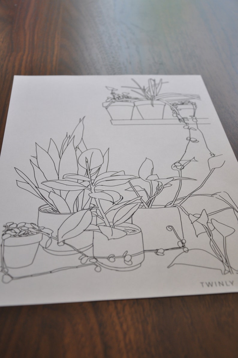 Printable Plant Shelf Coloring Page - Etsy