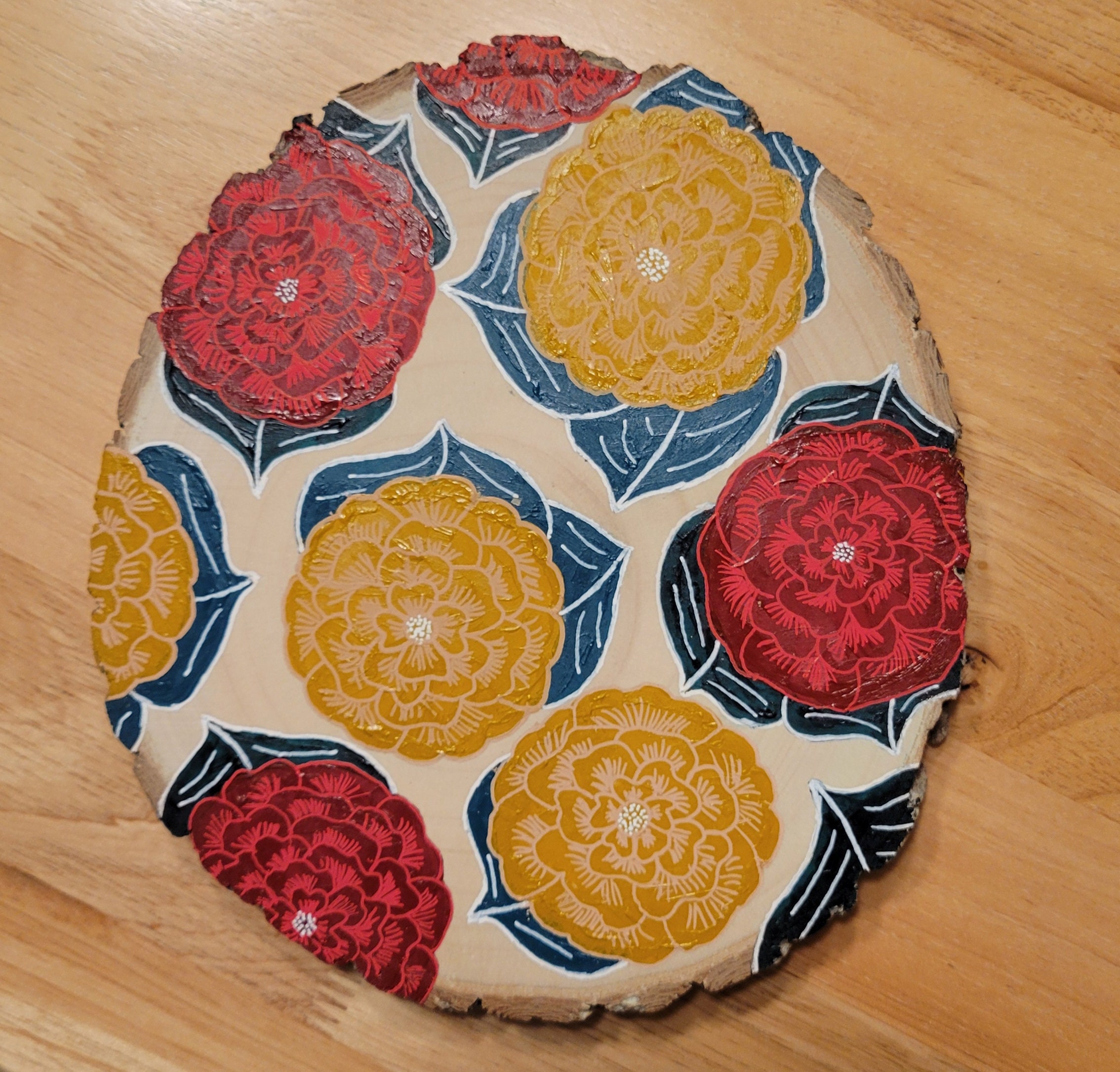 Decorated Wood Round - Etsy