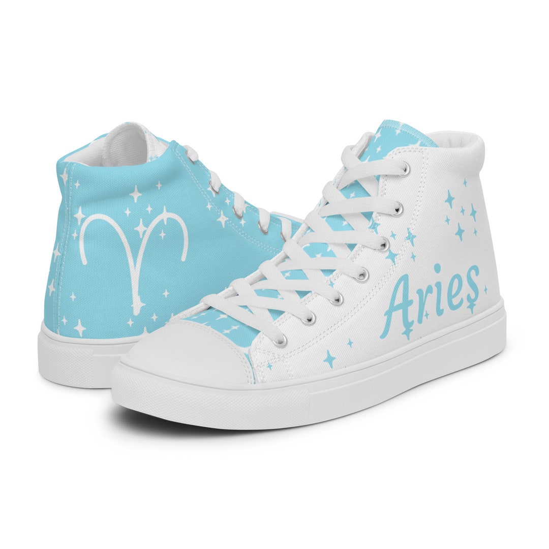 Aries Aquamarine Women’s High Top Canvas Shoes - Etsy