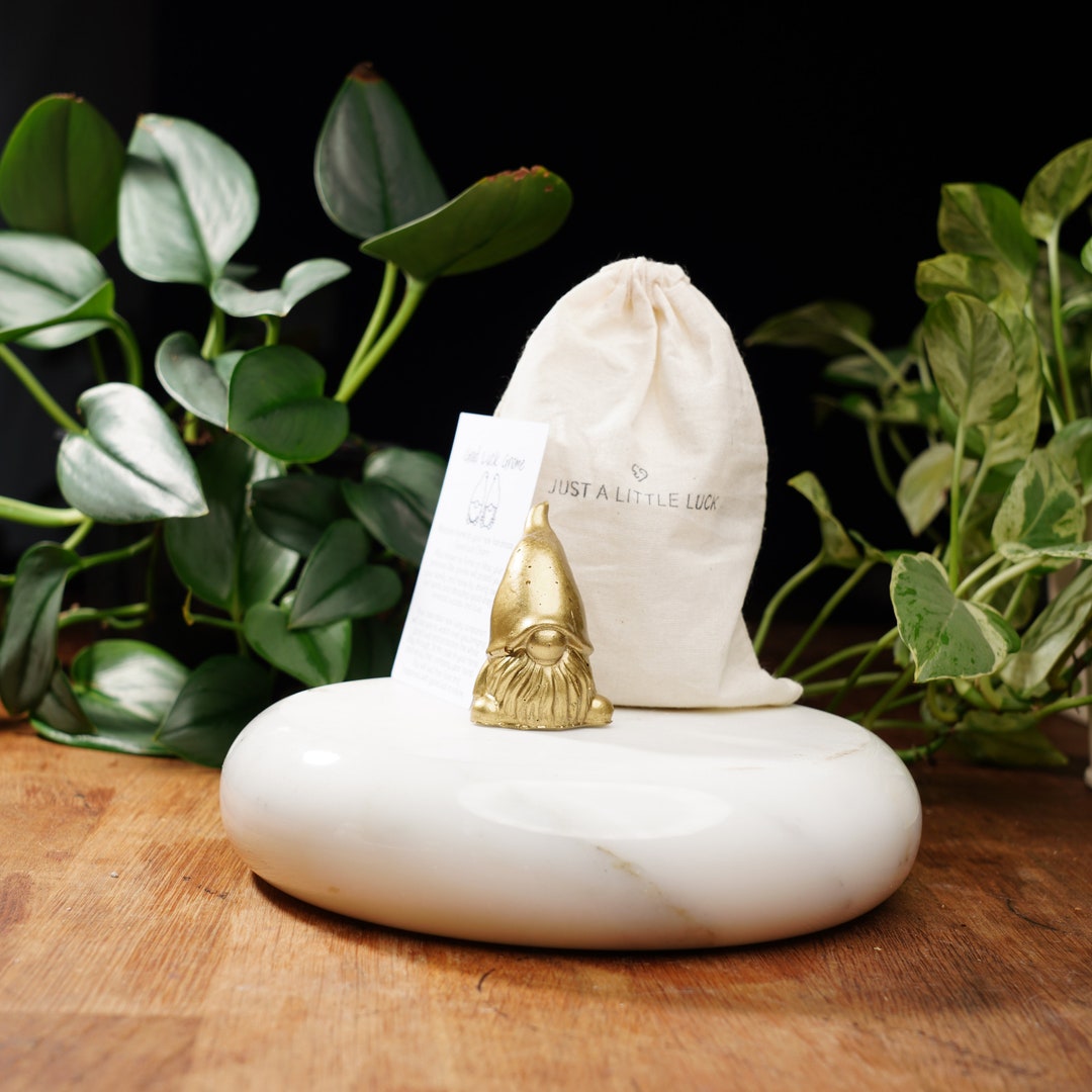 Gold Concrete Lucky Gnome | Good Luck Gift | Gnome for Luck and ...