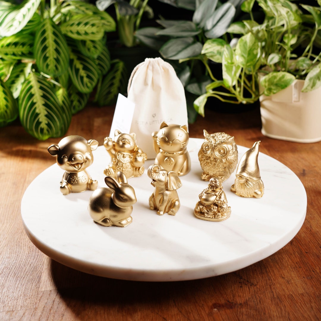 Gold Concrete Good Luck Charm Set for Luck and Wealth | Lucky Cat ...