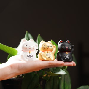 Ceramic Lucky Cat Set Lucky Cats for Luck, Happiness, Wealth and ...