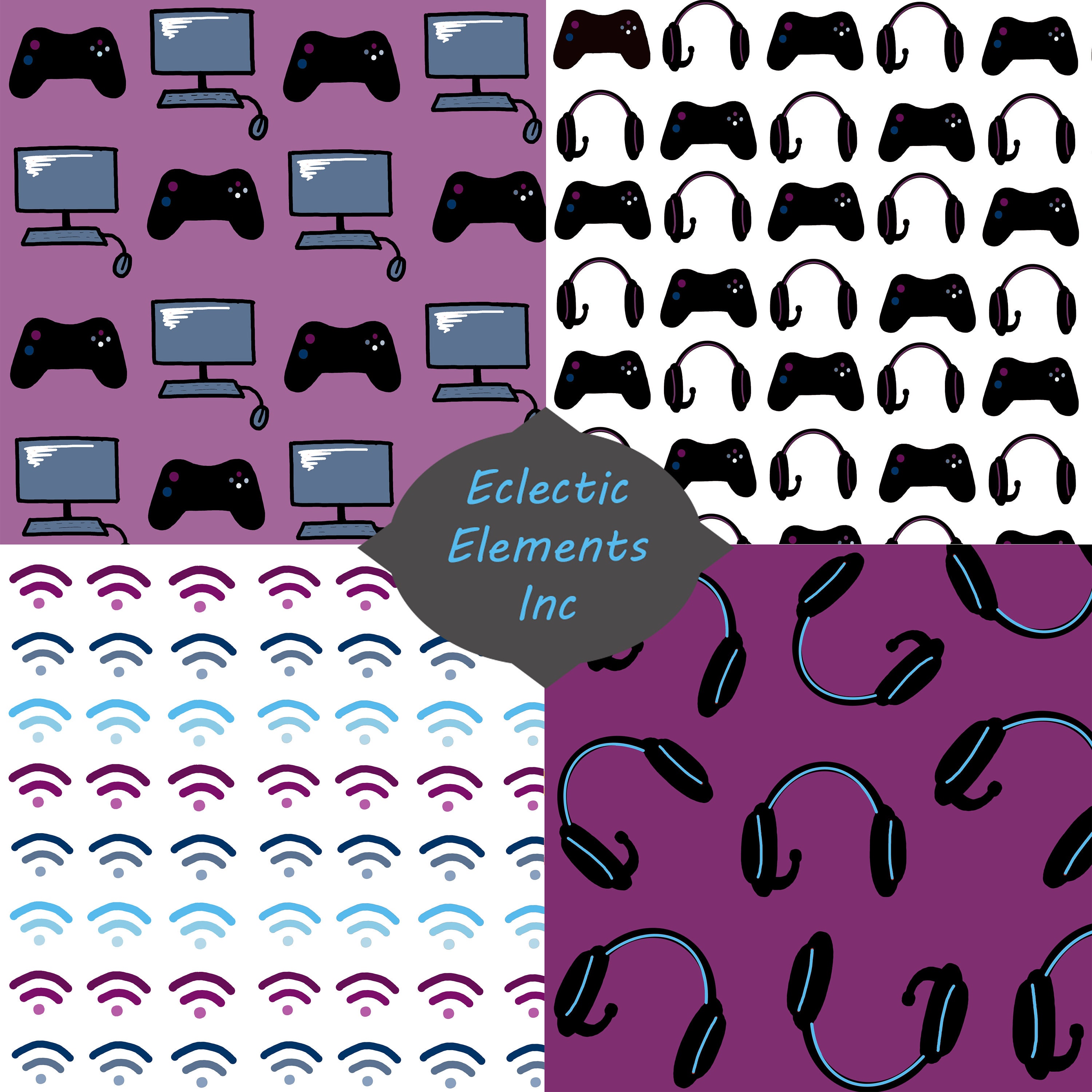 Digital Paper Pack VIDEO GAME Theme With 10 Hand Drawn Papers + 1 BONUS ...