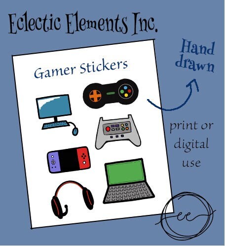 Video Game Stickers Hand Drawn, Gamer, Video Games, Controller ...
