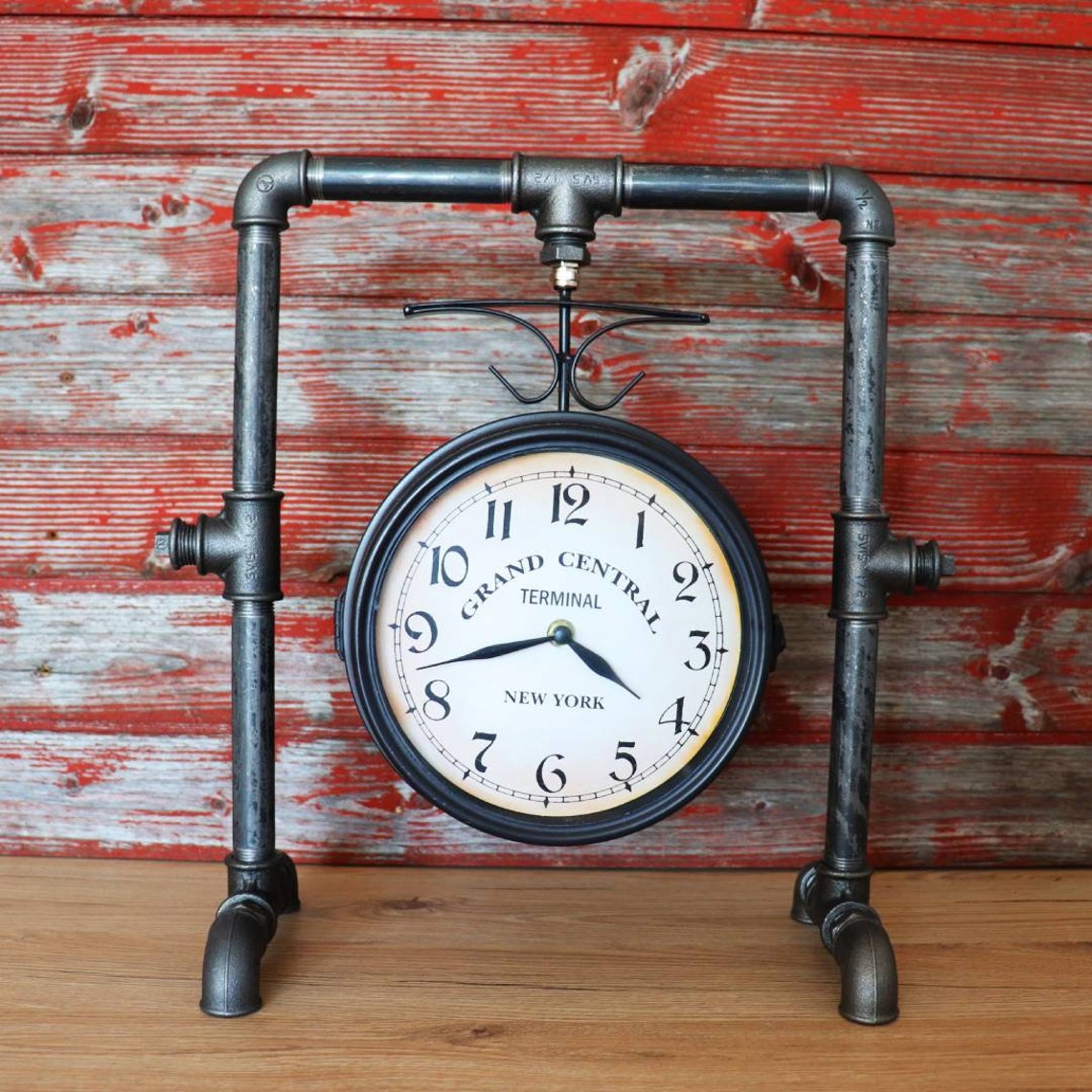 Industrial Steampunk Clock Modern Double Sided Handmade - Etsy
