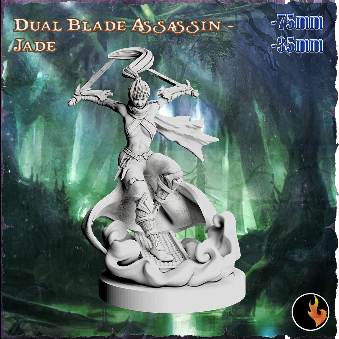 Jade Dual Blade Assassin Fantasy Girls Vol 2 Dnd Minis - Etsy