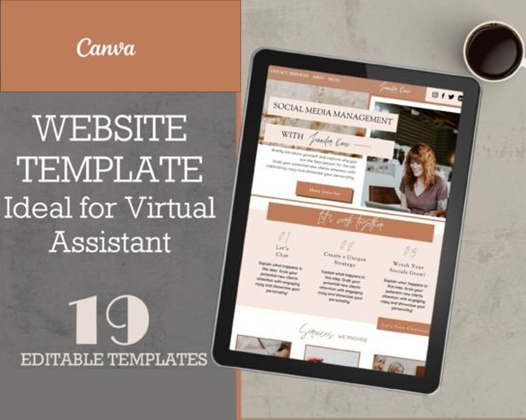 Virtual Assistant Website Template Website Template Canva Template ...