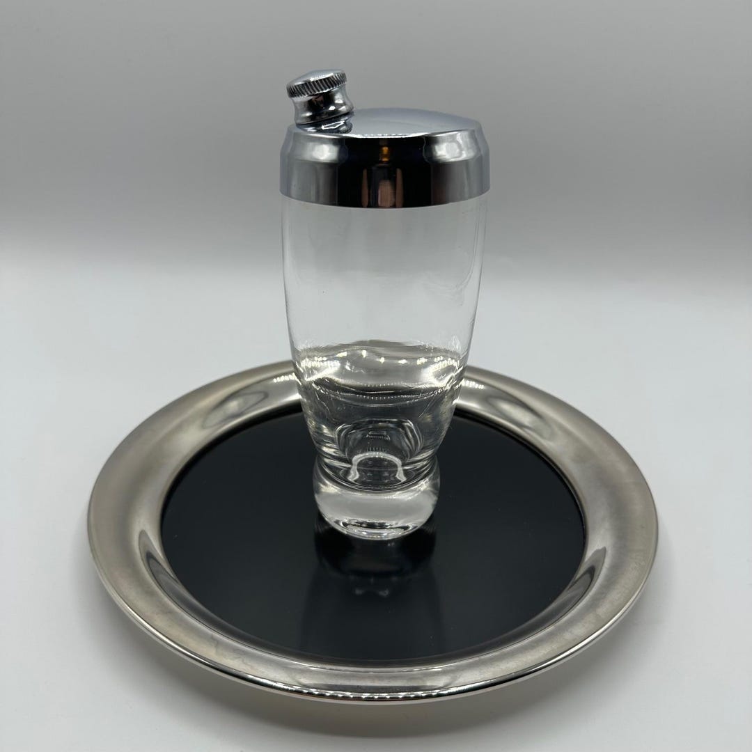Vintage Single Serve - Glass Cocktail Shaker With Stainless Steel Top ...