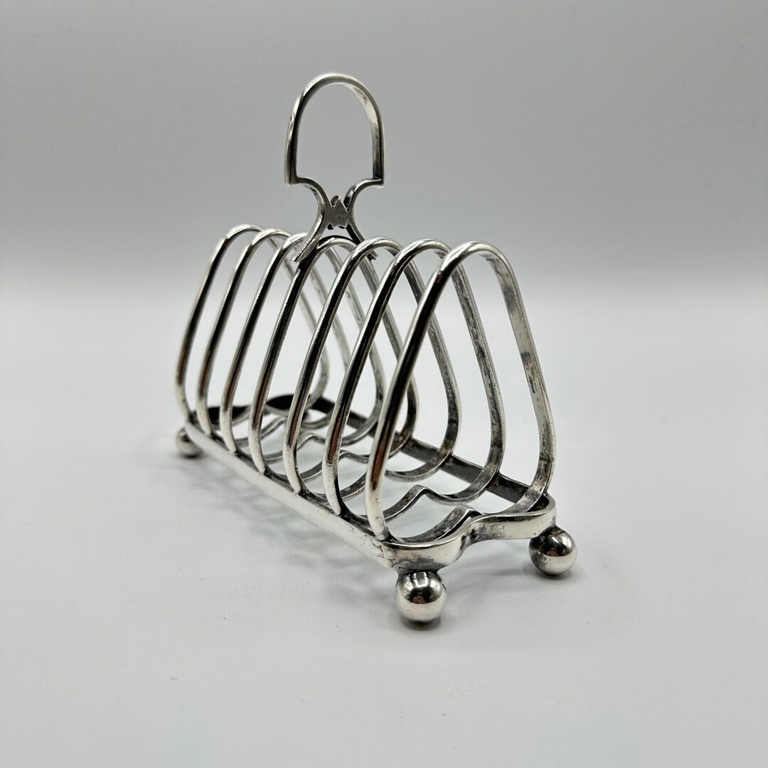Silver Plate 6 Slice Toast Rack / Toast Holder Upside Down Heart Shape ...