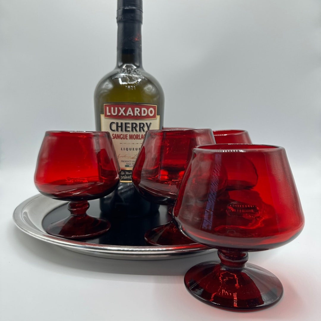 Ruby Red - Handcrafted Brandy Snifter Style Footed Glass (set of 5) - Etsy