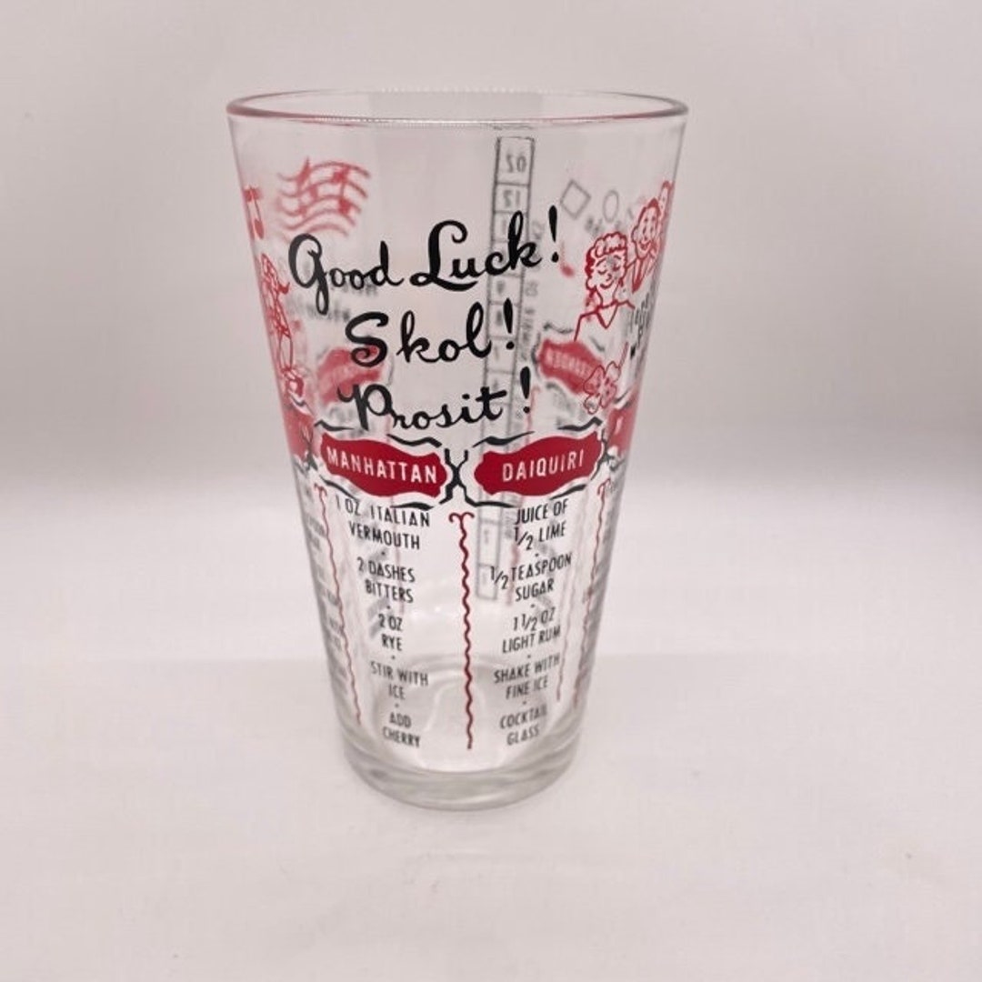 Federal Glass - Good Luck - Skol - Prosit - Cocktail Mixing Glass With ...