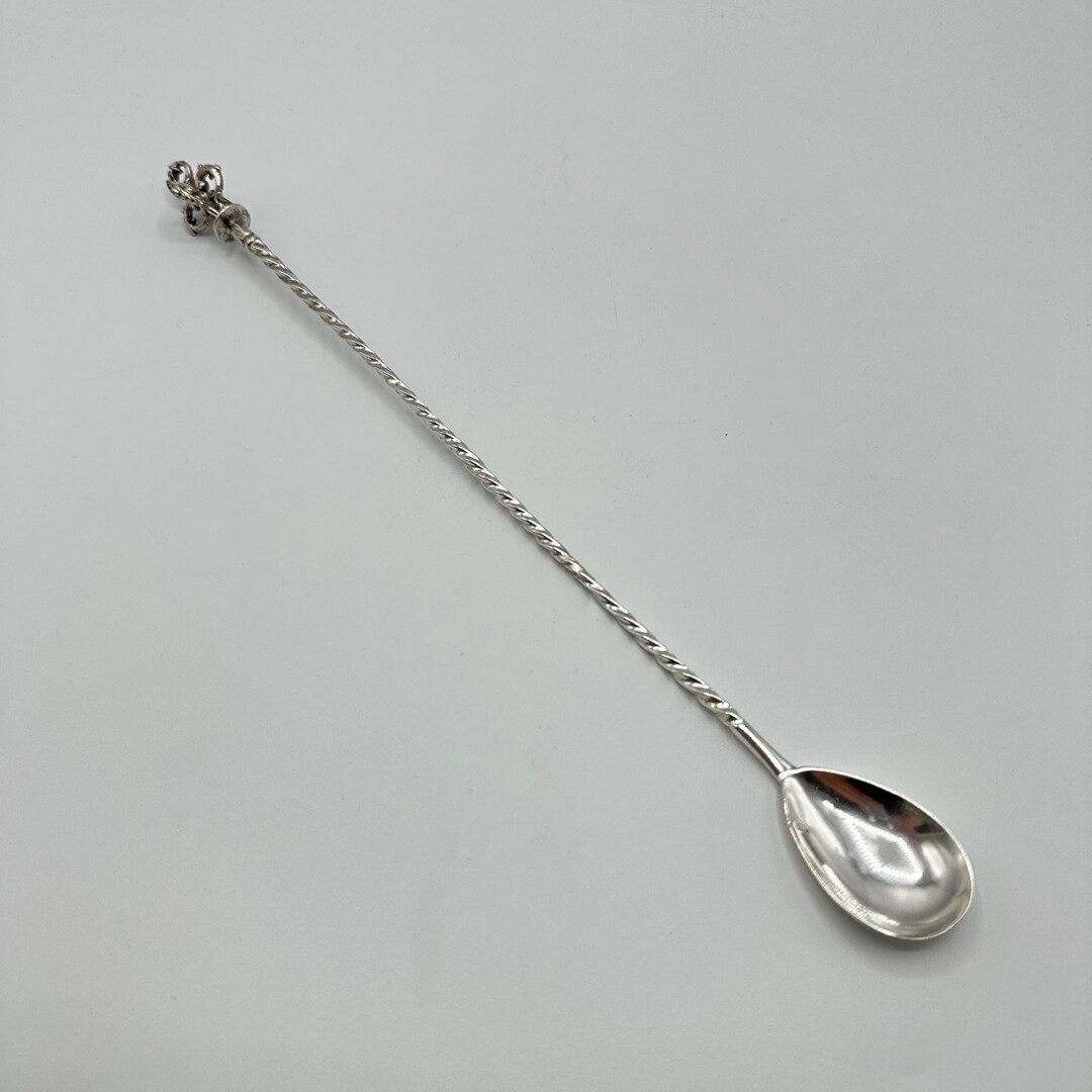 19th Century - 800 Silver Twisted Handle - Bar Spoon With Crescent Moon ...