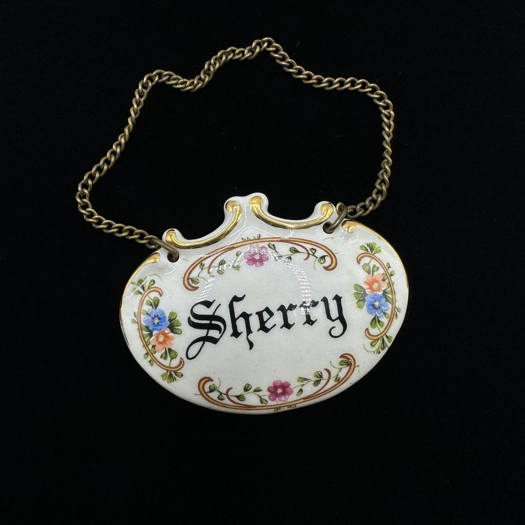 Porcelain Sherry Decanter / Bottle Tag by M.E. Duncan Co. (made in ...