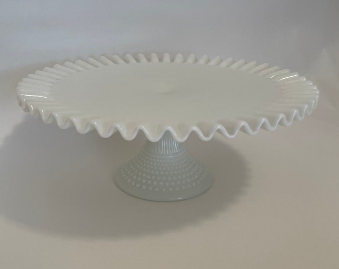 Fenton - Vintage Milk Glass - Hobnail Cake Stand / Pedestal With ...