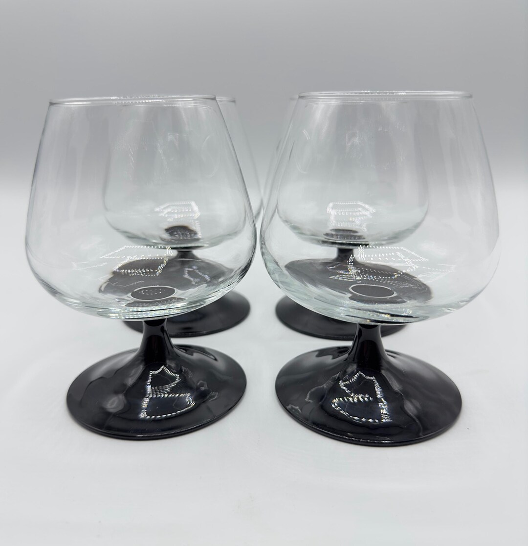 Luminarc - Domino Black Stemmed Brandy Glasses Cristal D' Arques-durand - Set of 4 (made in ...