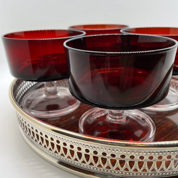 Ruby Red Cavalier Coupe/dessert Glasses by J.G. Durand for | Etsy