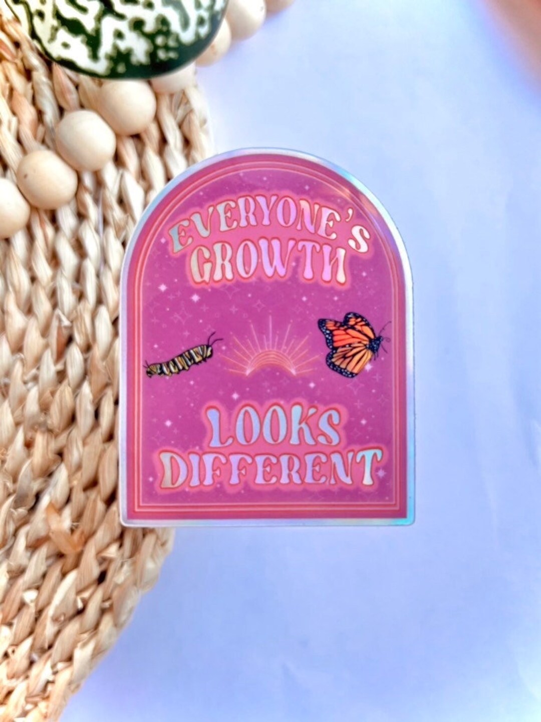 Growth Looks Different Sticker | Holographic Sticker, Cute Pink ...