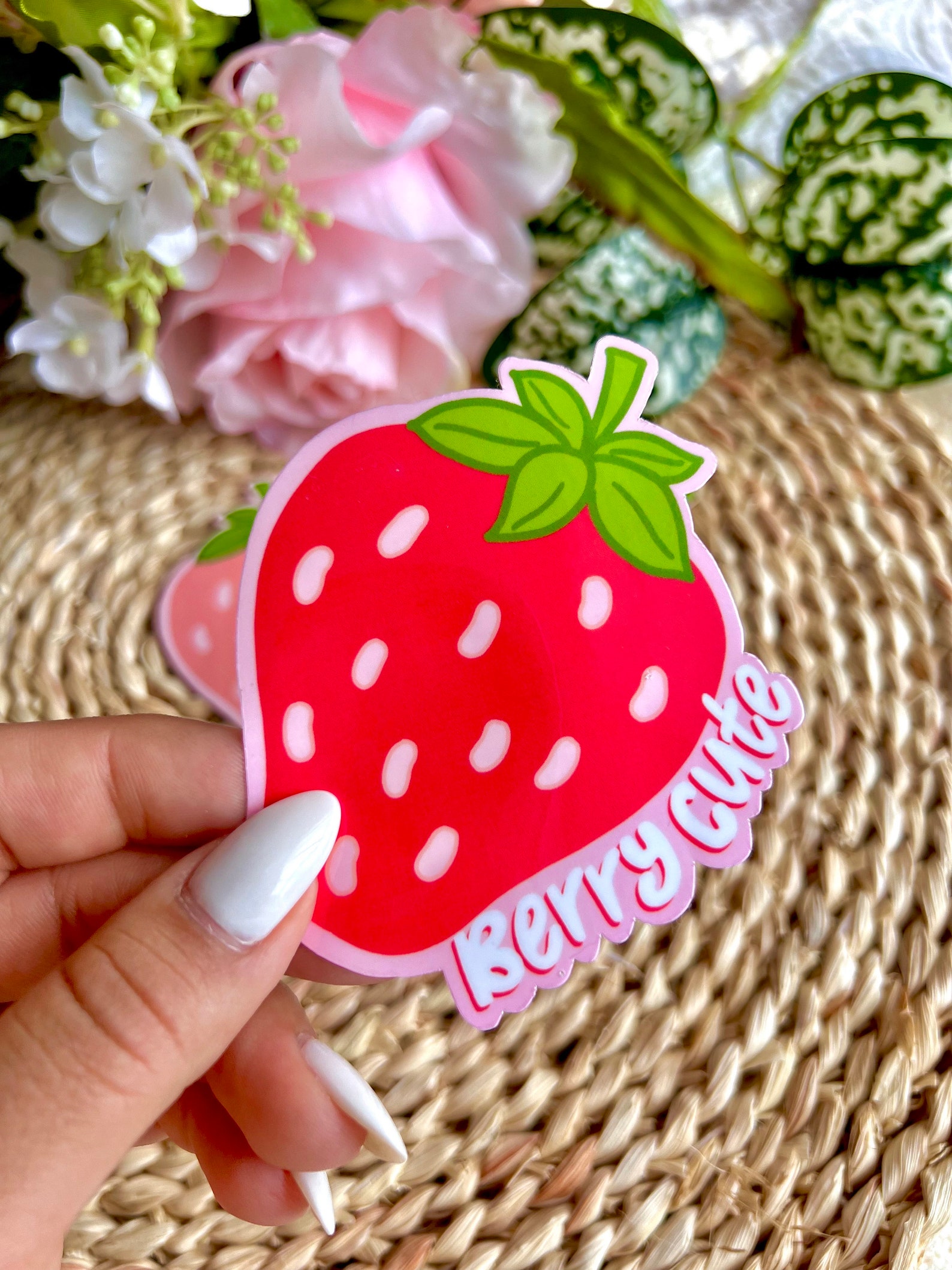 Berry Cute Strawberry Sticker | Waterproof Sticker | Red Pink Cute ...