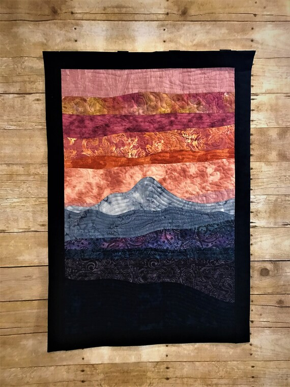 Sunset Mountain Wall Quilt Pink Sky Sunset Nature Quilt - Etsy