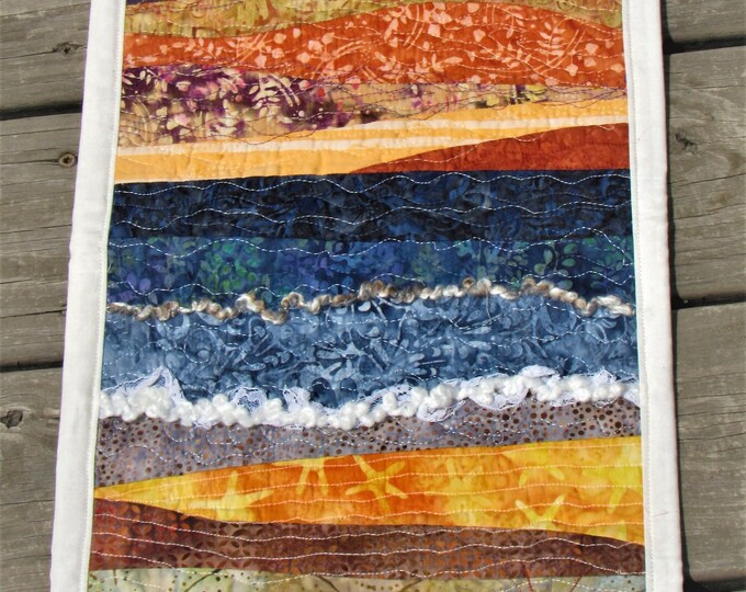 Golden Beach Wall Quilt Ocean Sunset Beach Art Quilt - Etsy