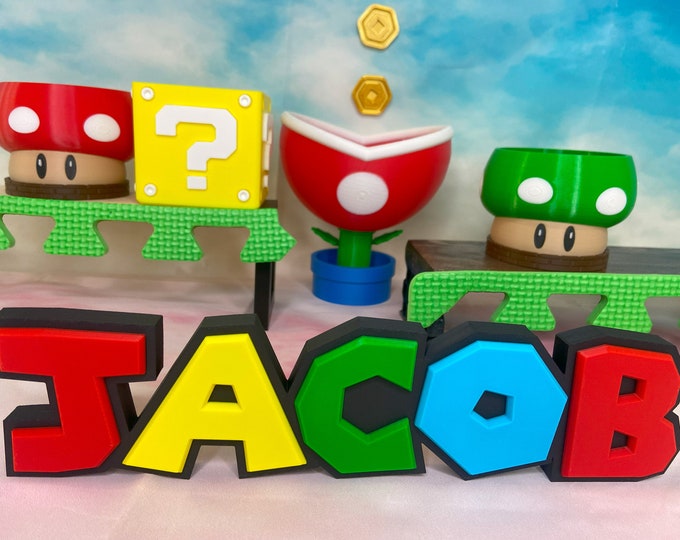 Personalized Mario Style Name Sign, Name Tag Sign, Kids Room Decor ...