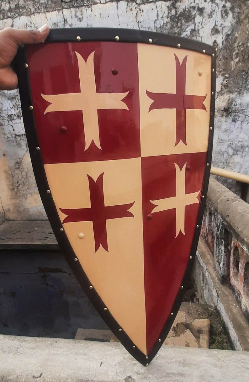 Medieval Knight Templar Red Cross Shield 30 Inch 18G Battle | Etsy