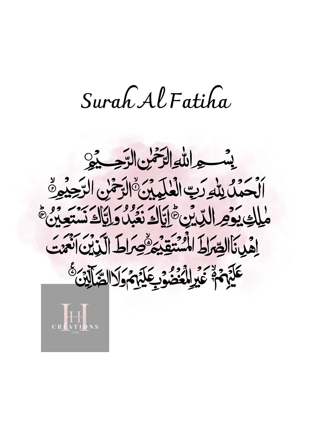 Surah Al Fatiha wall Print Islamic Wall Art Decor Arabic Calligraphy ...