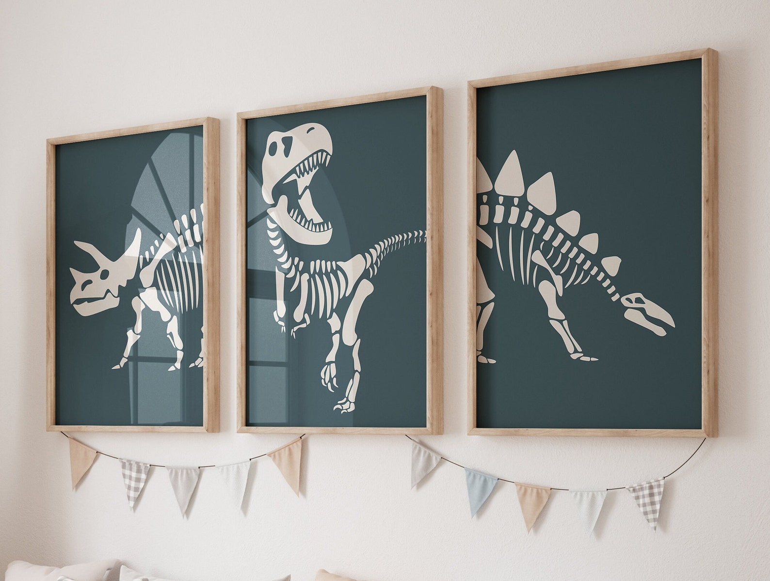 Dinosaur Skeleton Nursery Prints Set 3 Toddler Boys Room Wall Decor, T ...