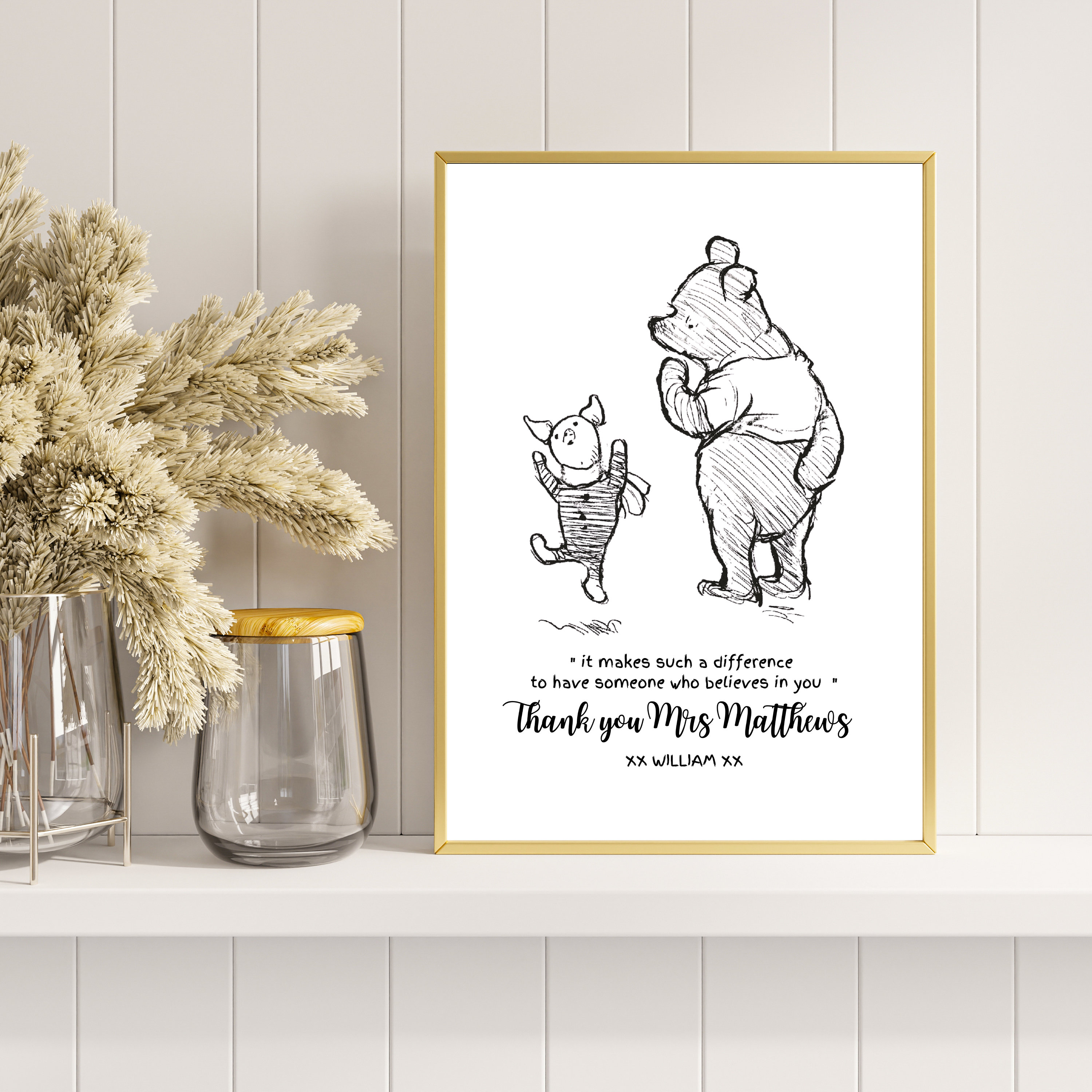 Winnie-the-pooh Gift Personalised Teacher Thank You , Wall Décor Print ...