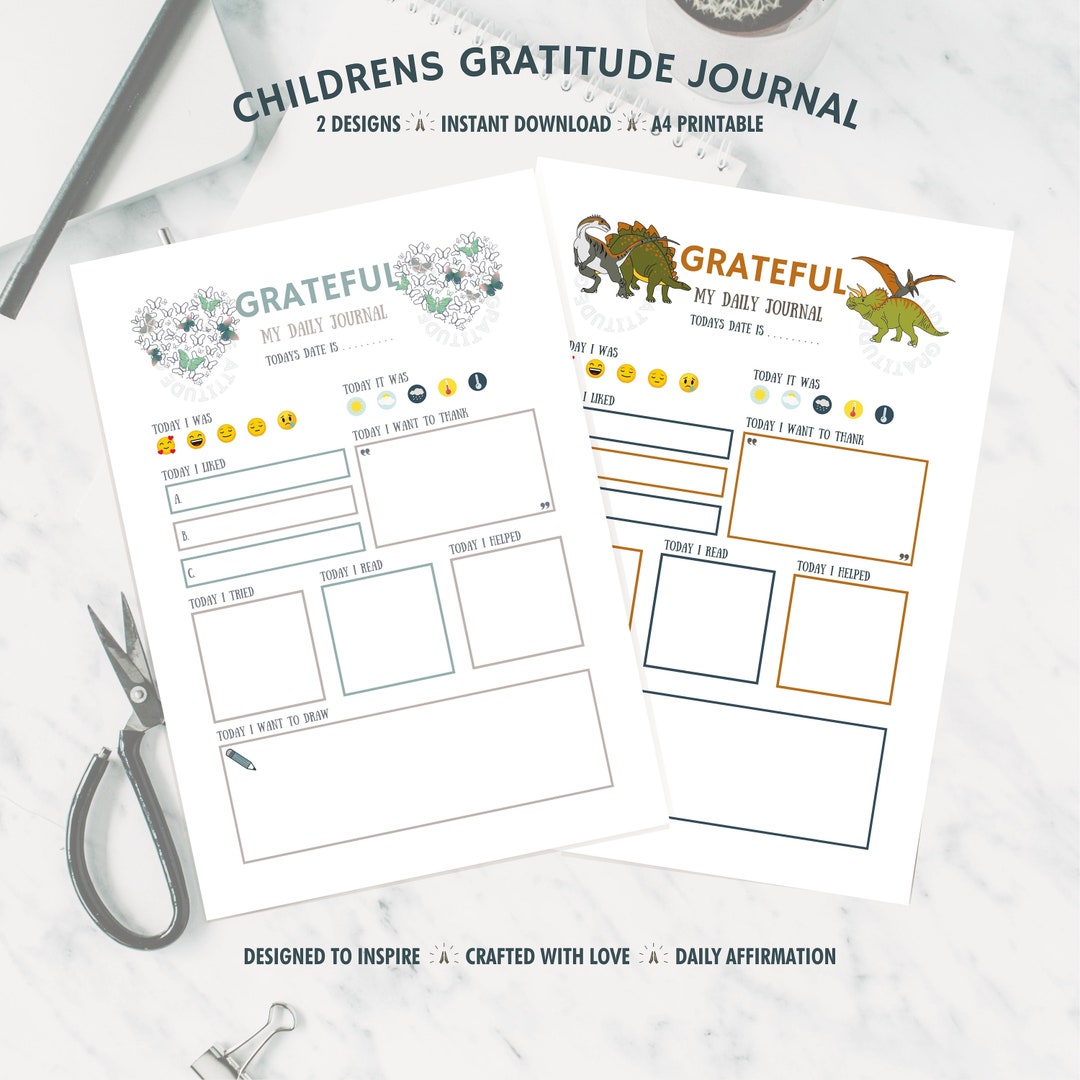 Childrens Kids Daily Gratitude Journal Pages. Instant Printable ...