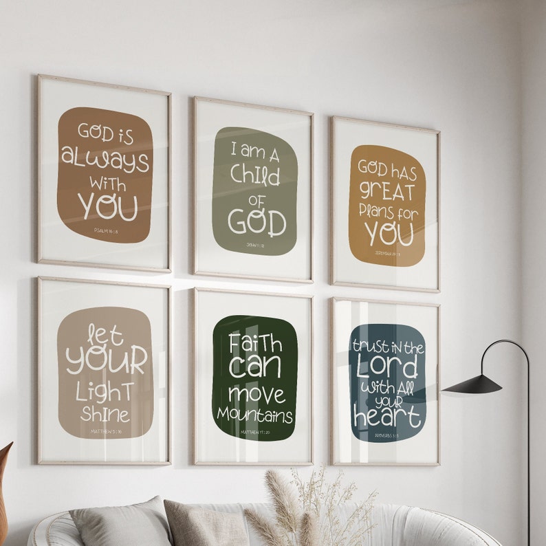 Kids Bible Verse Modern Wall Art, Christian Preschool Education Prints ...