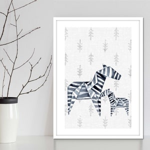 Zebra Origami Nursery Wall Decor Instant Digital Print, Neutral Baby ...
