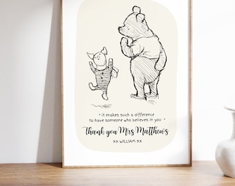 Winnie-the-pooh Gift Personalised Teacher Thank You , Wall Décor Print ...