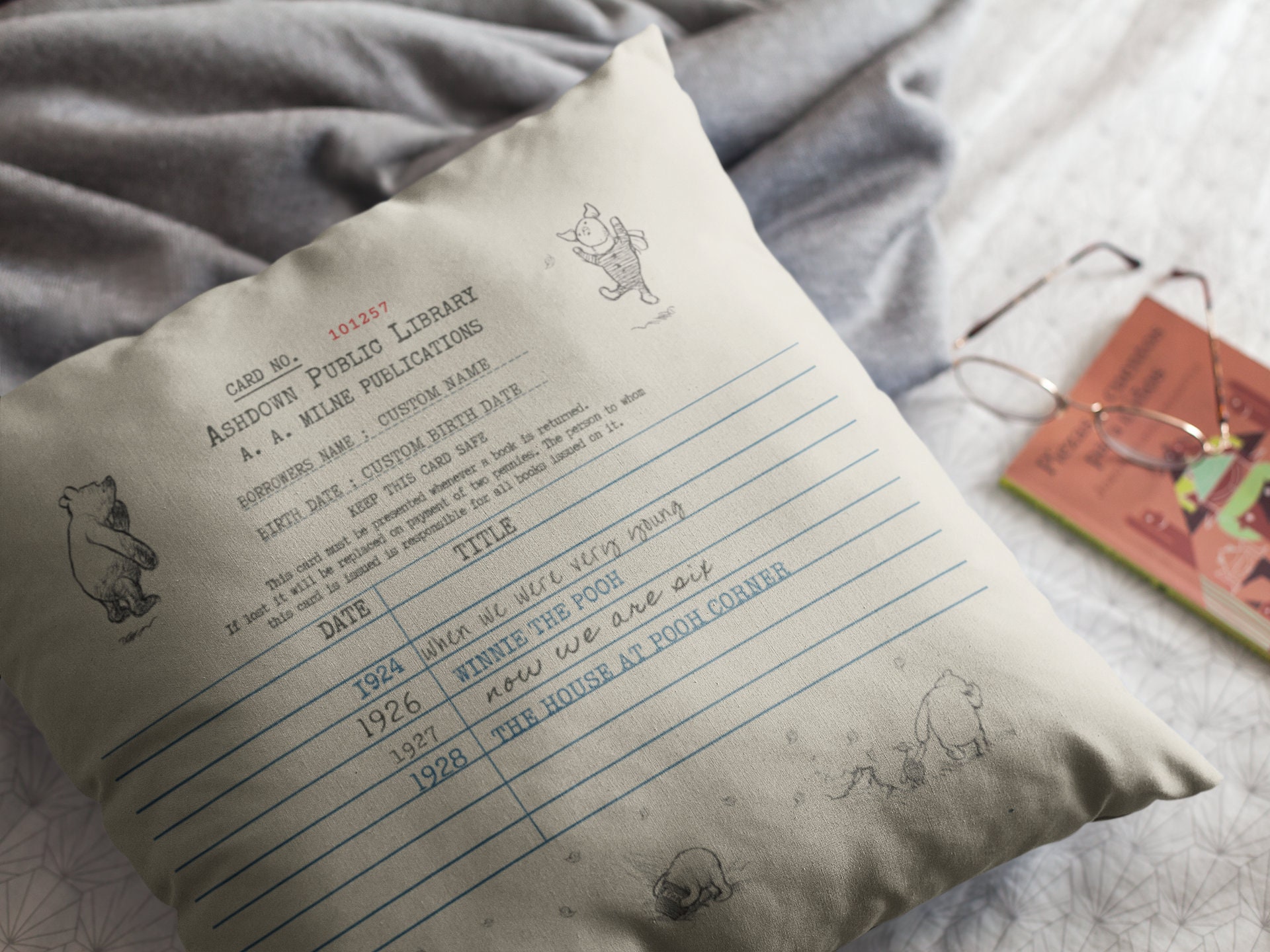 Personalized Library Card Pillows Winnie the Pooh Librarian Gift ...
