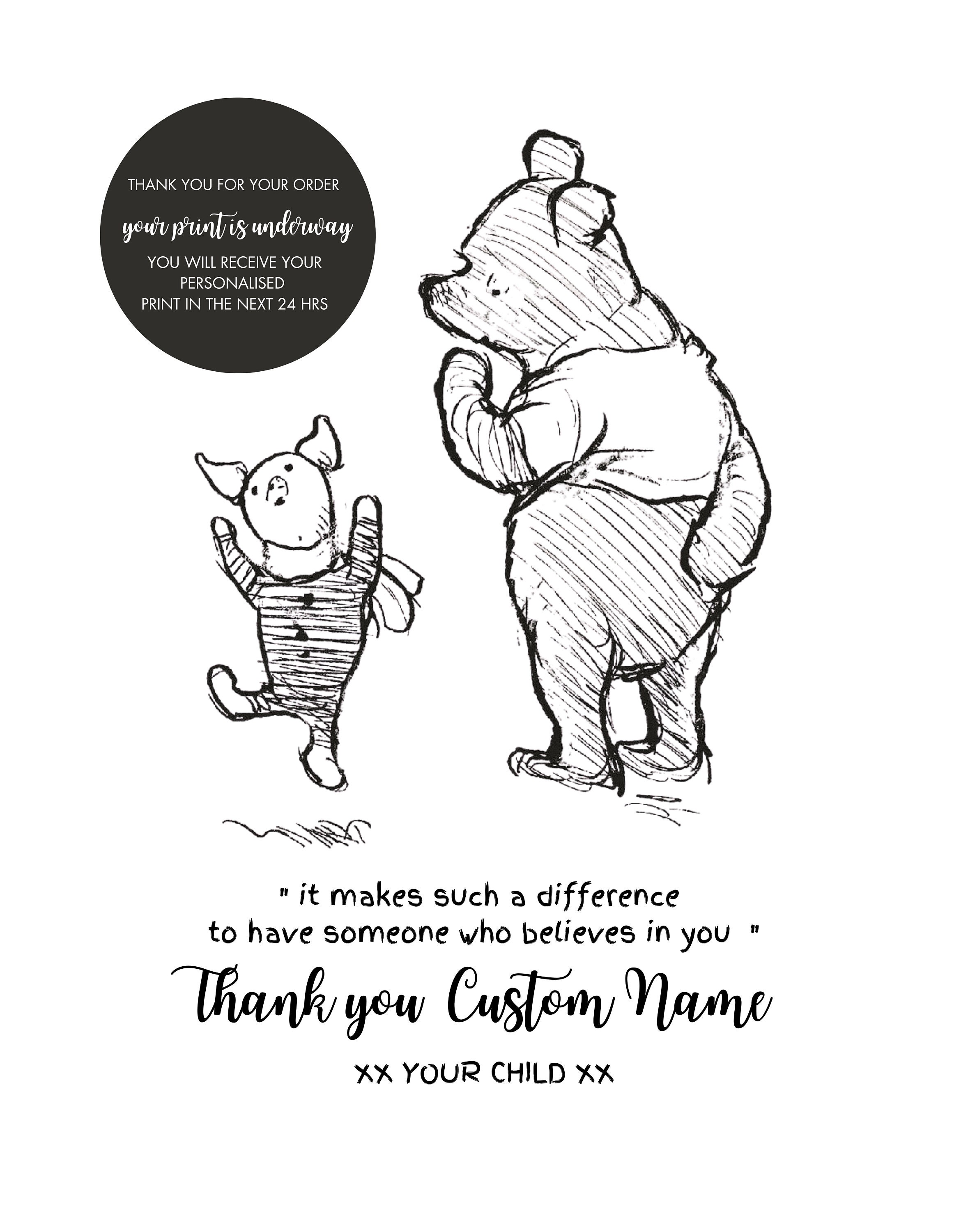 Winnie-the-pooh Gift Personalised Teacher Thank You , Wall Décor Print ...