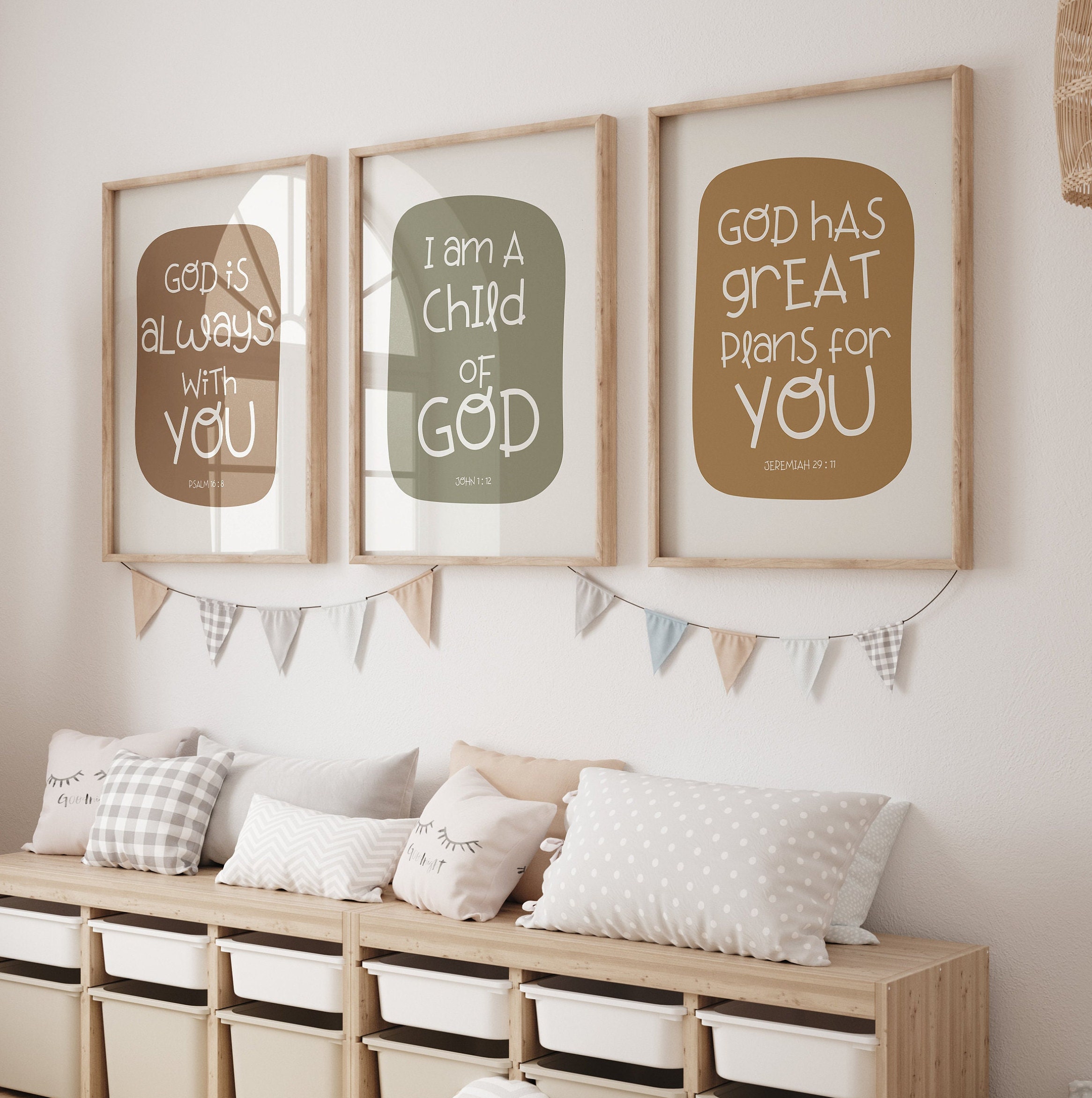 Kids Bible Verse Modern Wall Art, Christian Preschool Education Prints ...