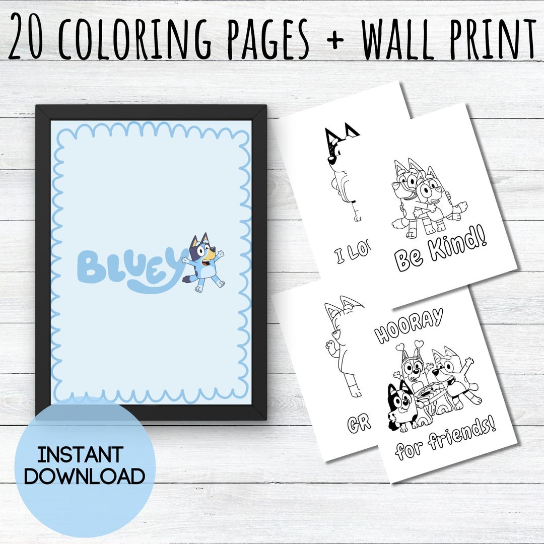 Buy Bluey Kids Positive Quotes Bundle Coloring Pages, 20 Page Bluey ...