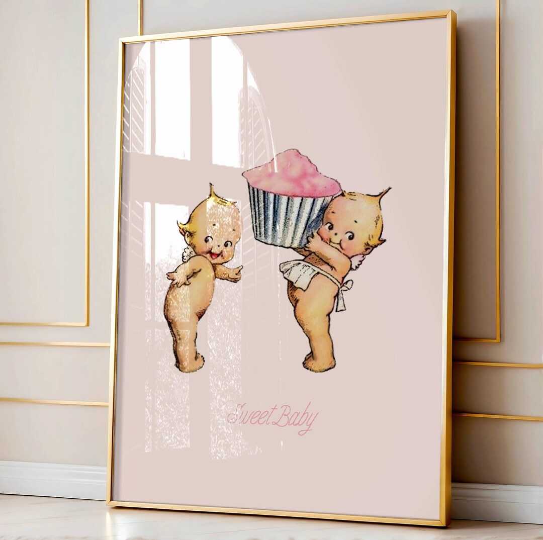Sweet Baby Kewpies Pink Print Kewpie Print Pastel Kewpie Poster Retro ...