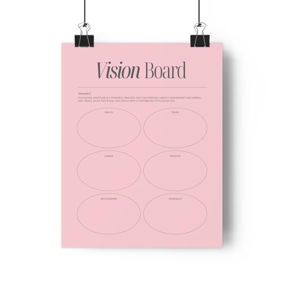 Pink Vision Board Wall Poster, Daily Affirmation Art Print ...
