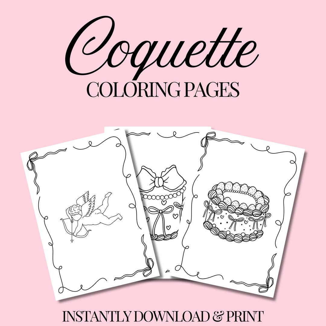 Coquette Coloring Pages, Girly Printables (A5, 10 Pages) - Etsy