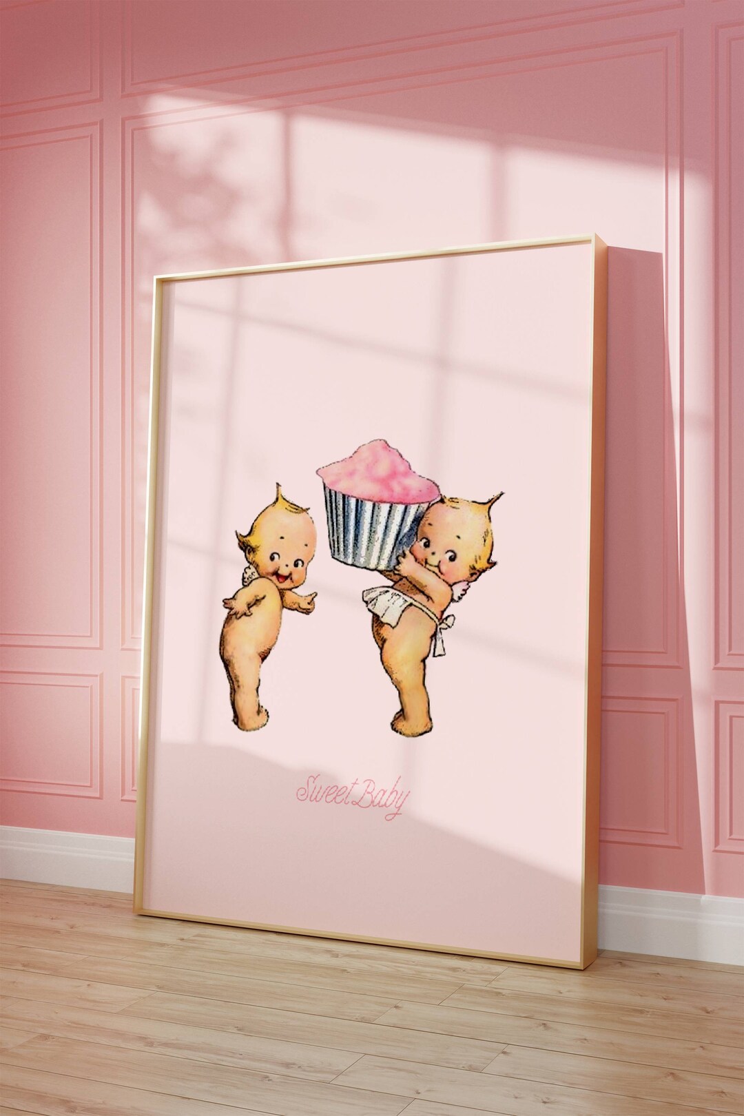 Sweet Baby Kewpies Pink Print Kewpie Print Pastel Kewpie Poster Retro ...
