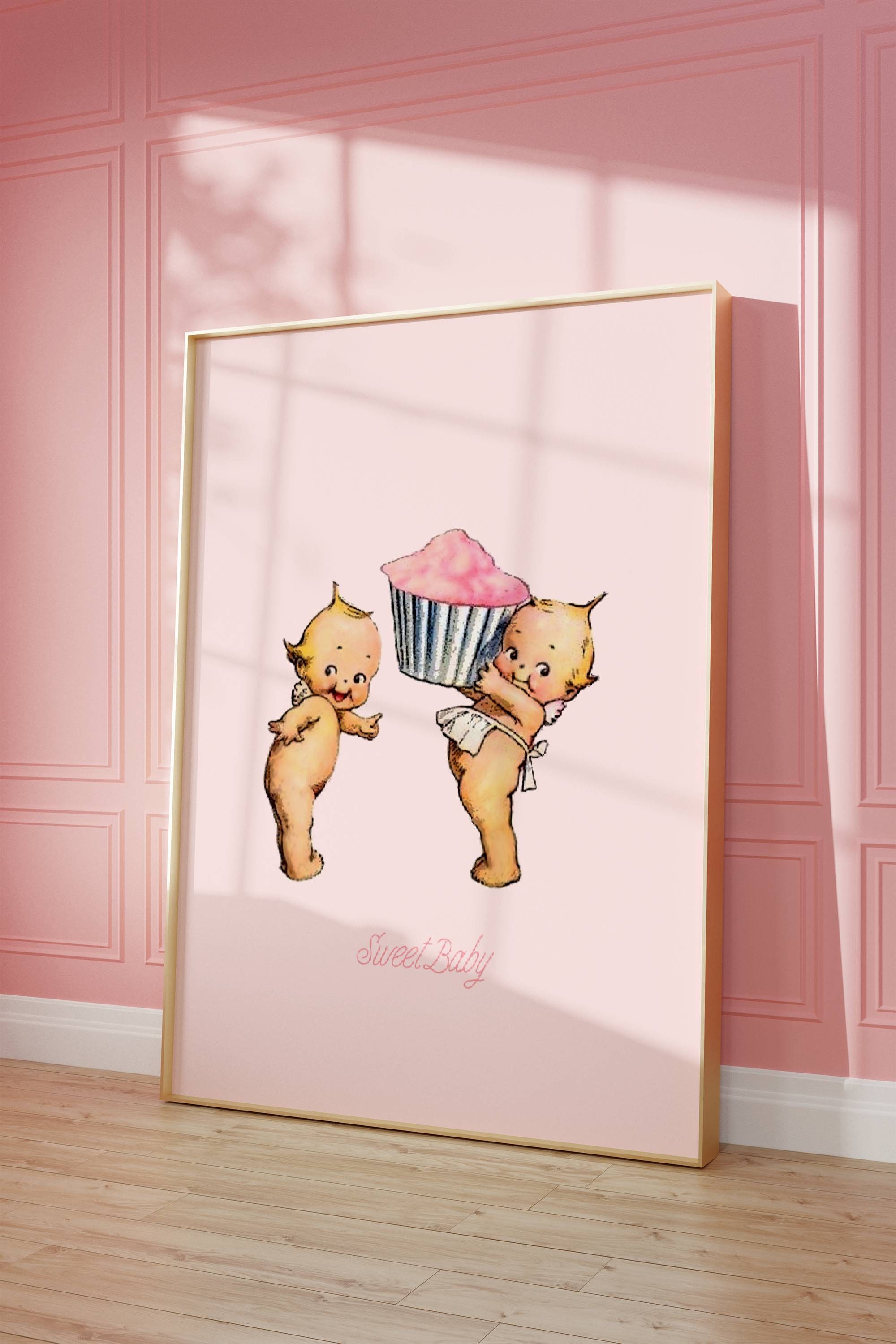 Sweet Baby Kewpies Pink Print Kewpie Print Pastel Kewpie Poster Retro ...
