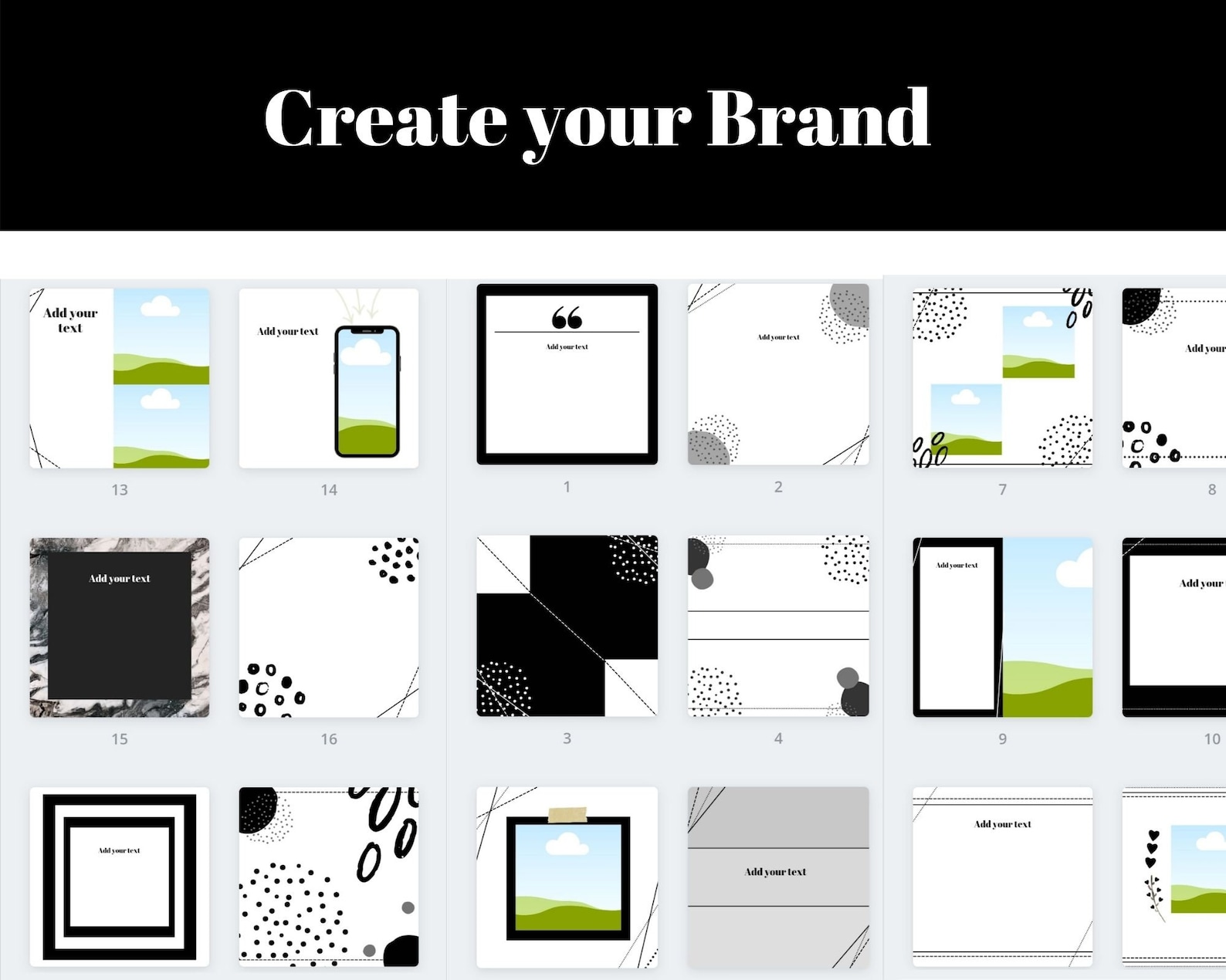 Instagram Templates Edit in Canva Black and White Create | Etsy