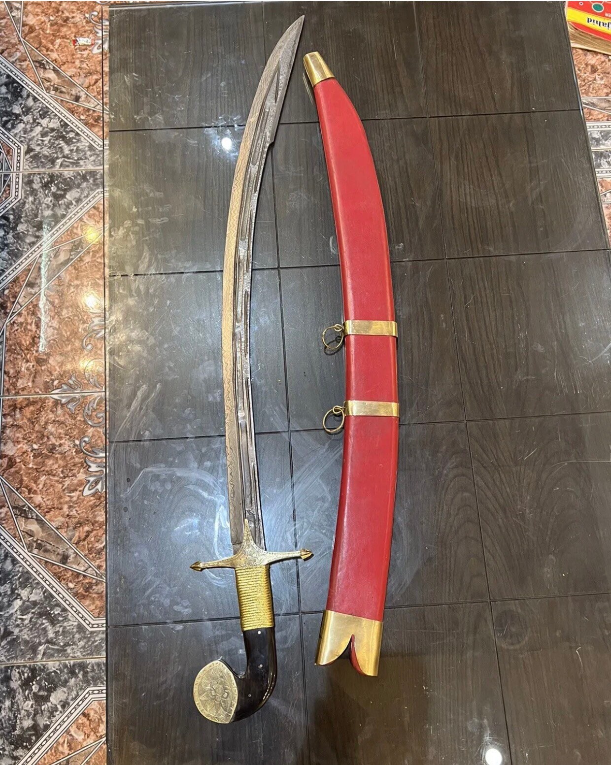 Handmade Turkish Kilij Pala Damascus Sword - T Spine Curve - Pala Sword ...