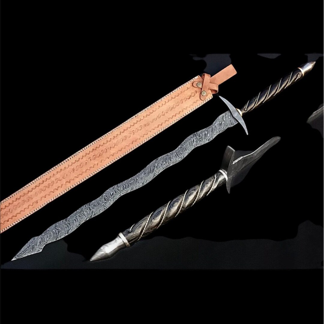 Damascus Handmade Long Snake Blade Sword 34 Inches Perfect Gift for Son ...