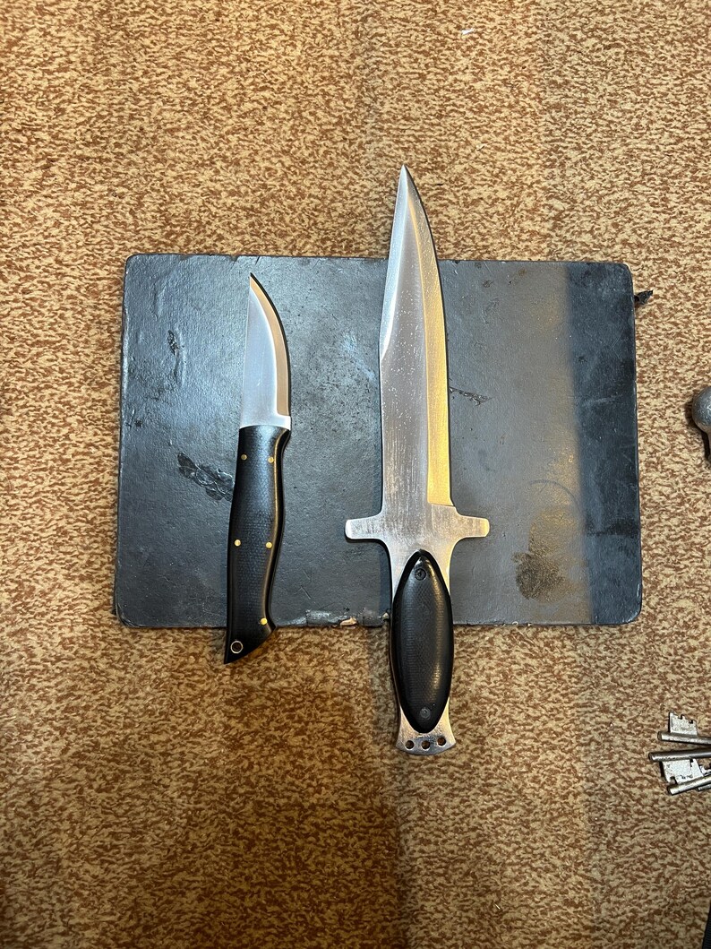 Handmade D2 Steel Forest Tracker Knife Set: BWK & Scandi With Leather ...